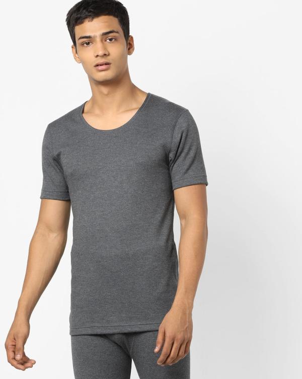 Ribbed Half-Sleeve Thermal Vest - JioMart