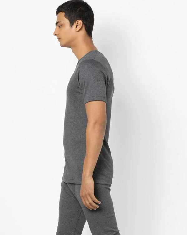 Ribbed Half-Sleeve Thermal Vest - JioMart