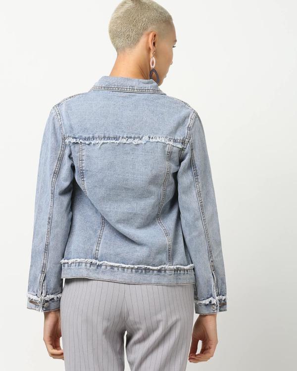 Panelled Denim Jacket with Flap Pockets - JioMart