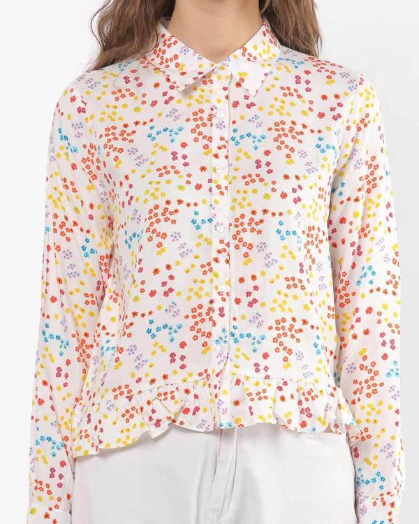 Printed Shirt with Ruffled Hemline - JioMart