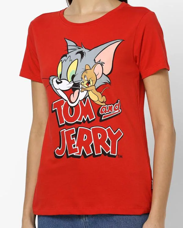 Tom and Jerry Print Crew-Neck T-shirt - JioMart