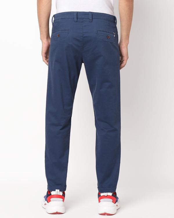 Cropped Slim Fit Dobby Chinos - JioMart