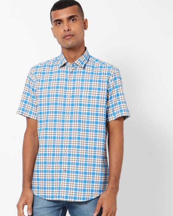 Checked Slim Fit Shirt with Patch Pocket - JioMart