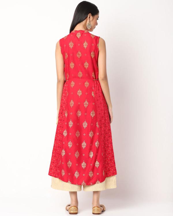 Printed A-line Kurta with Side Tie-Up - JioMart