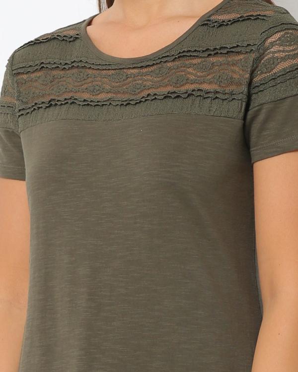 Round-Neck T-shirt with Lace Inserts - JioMart