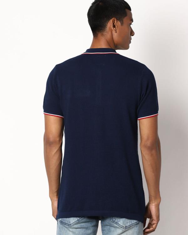 Textured Polo T-shirt with Contrast Tipping - JioMart