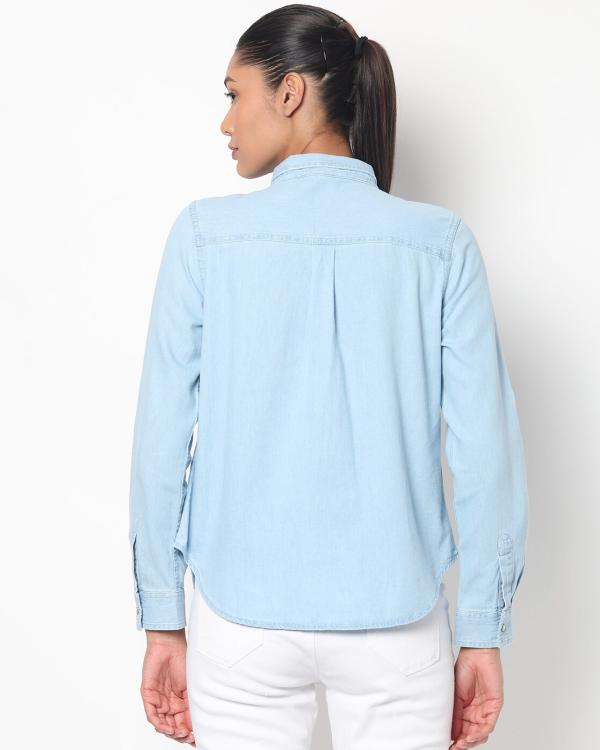 Denim Shirt with Button-Flap Pockets - JioMart