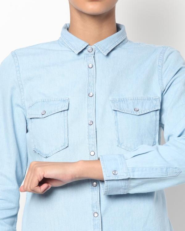 Denim Shirt with Button-Flap Pockets - JioMart