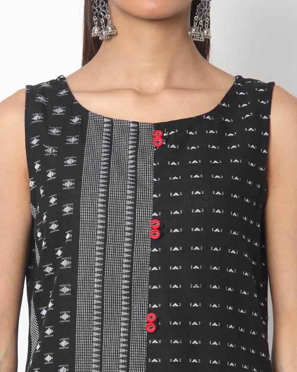 Micro Pattern Straight Sleeveless Kurta - JioMart