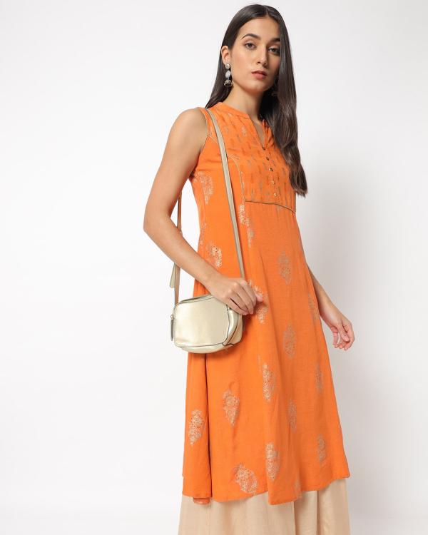 Textured A-line Kurta with Side Pockets - JioMart