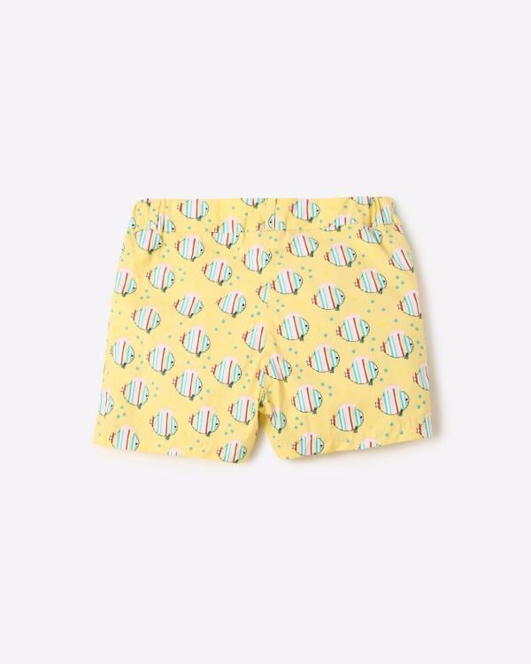Fish Print Flat-Front Shorts - JioMart