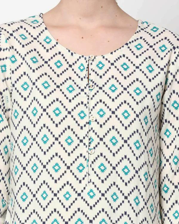Printed Straight Kurta with Button Placket - JioMart