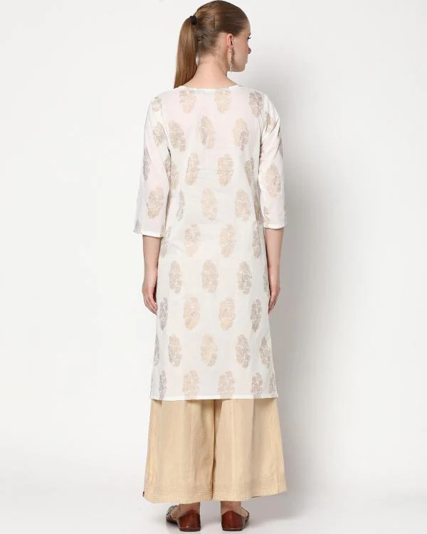 Floral Block Print Straight Kurta - JioMart