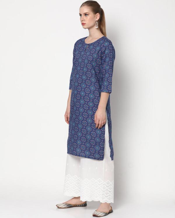 Floral Block Print Straight Kurta - JioMart