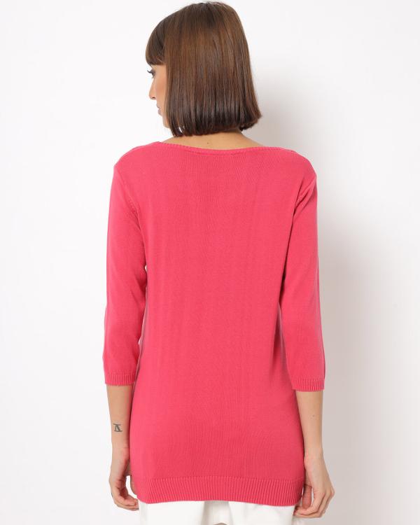 Patterned Flat-Knit Round-Neck Pullover - JioMart