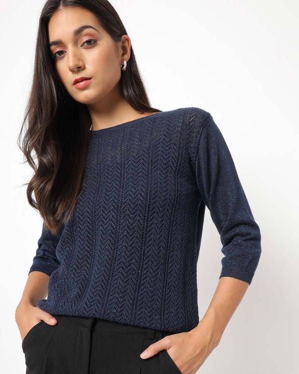 Textured Boat-Neck Pullover - JioMart