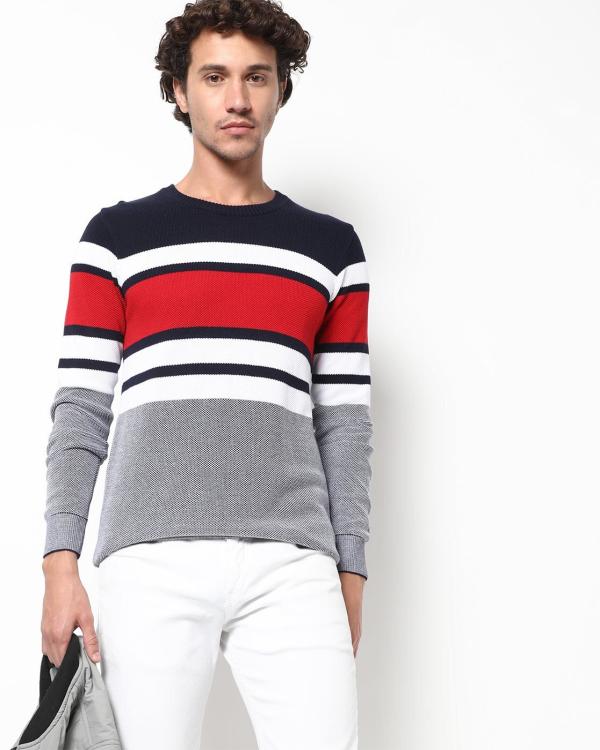 Colourblock Crew-Neck Sweater - JioMart