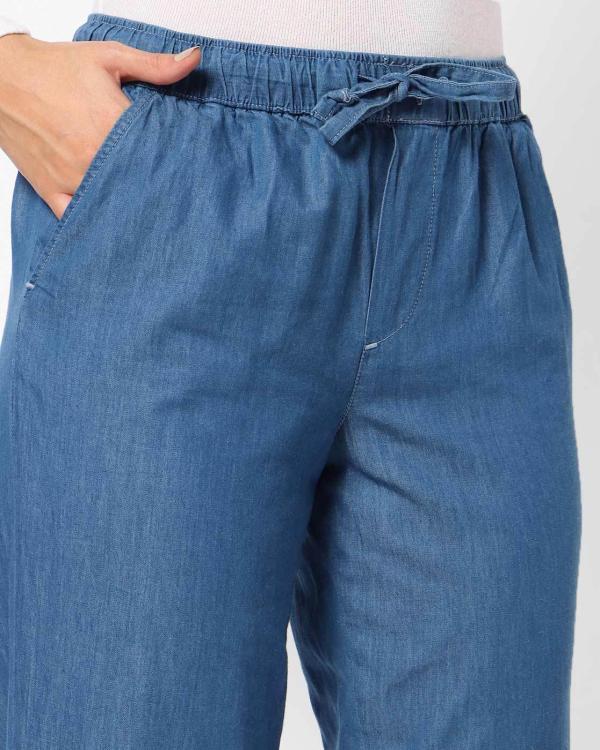 Lightweight Tapered Fit Cropped Denim Joggers - JioMart