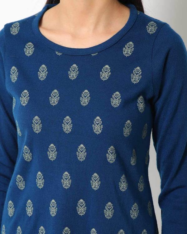Block Print Knitted Straight Kurta - JioMart