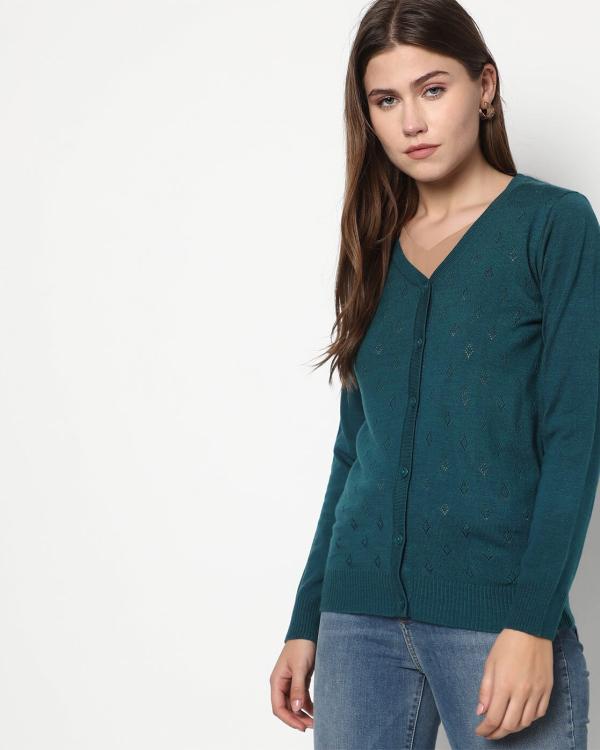 Knitted Button-Front Cardigan - JioMart