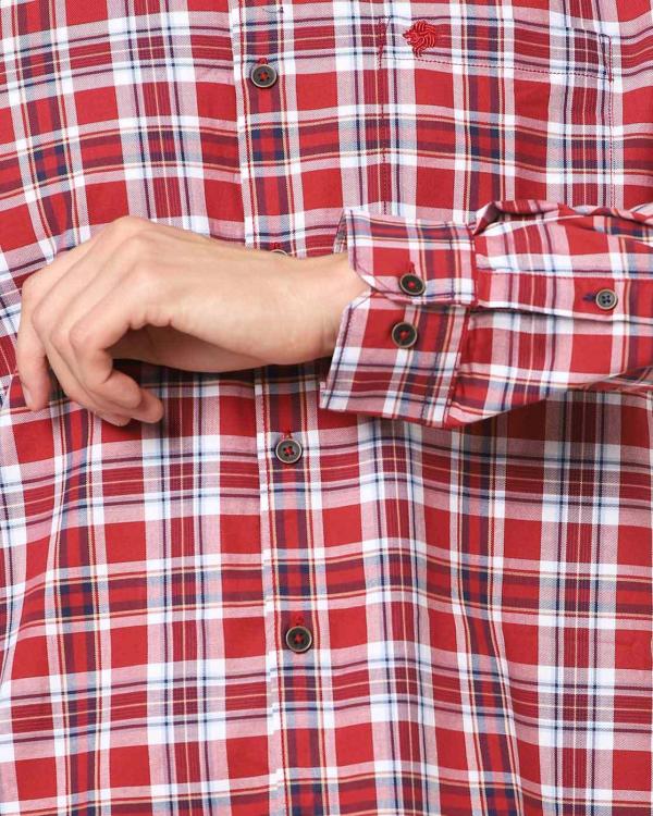 Checked Cotton Shirt with Patch Pocket - JioMart