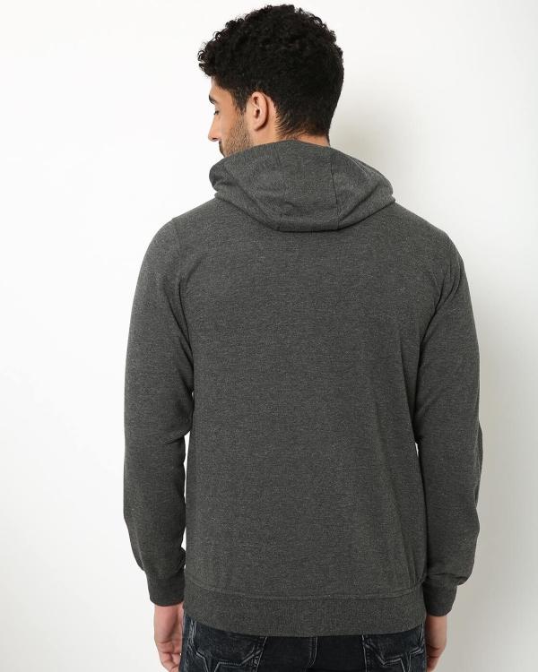 Heathered Zip-Front Hoodie with Insert Pockets - JioMart