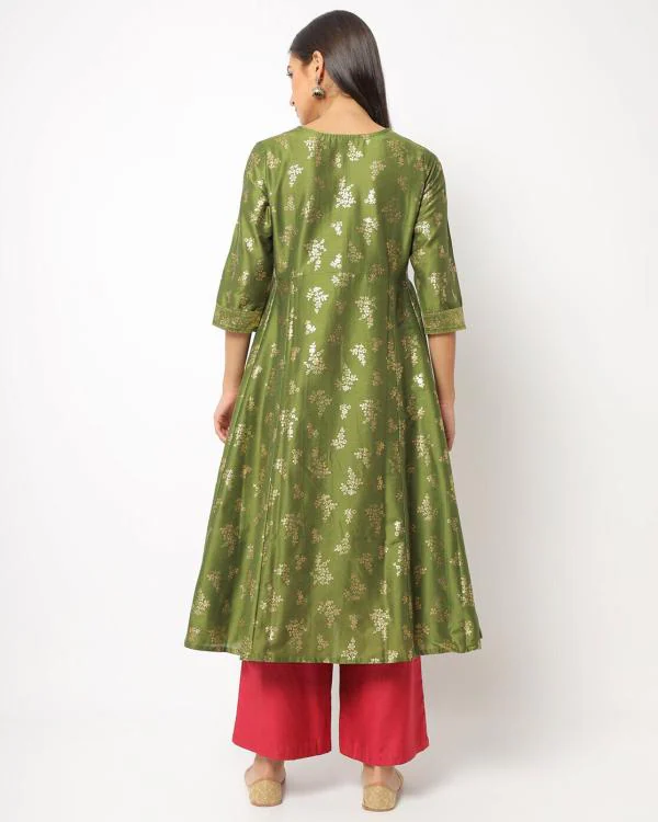 Floral Print Flared Kurta - JioMart