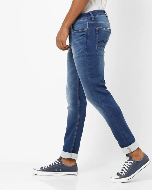 Stone-Wash Slim Fit Jeans - JioMart
