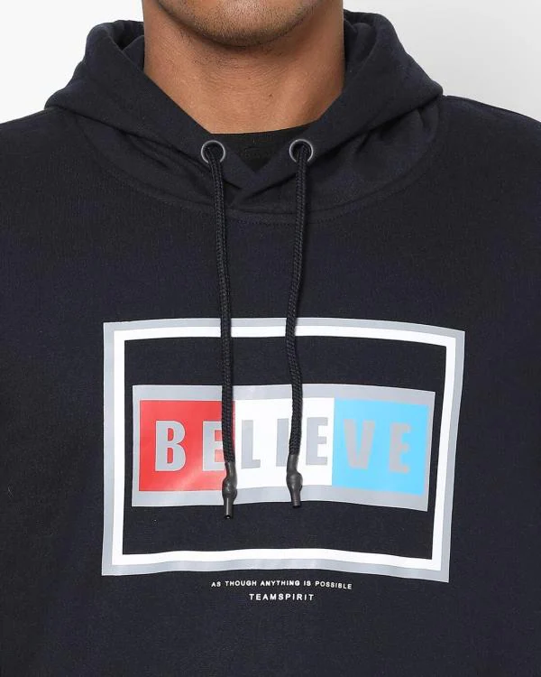 Typographic Print Full Sleeves Hoodie - JioMart