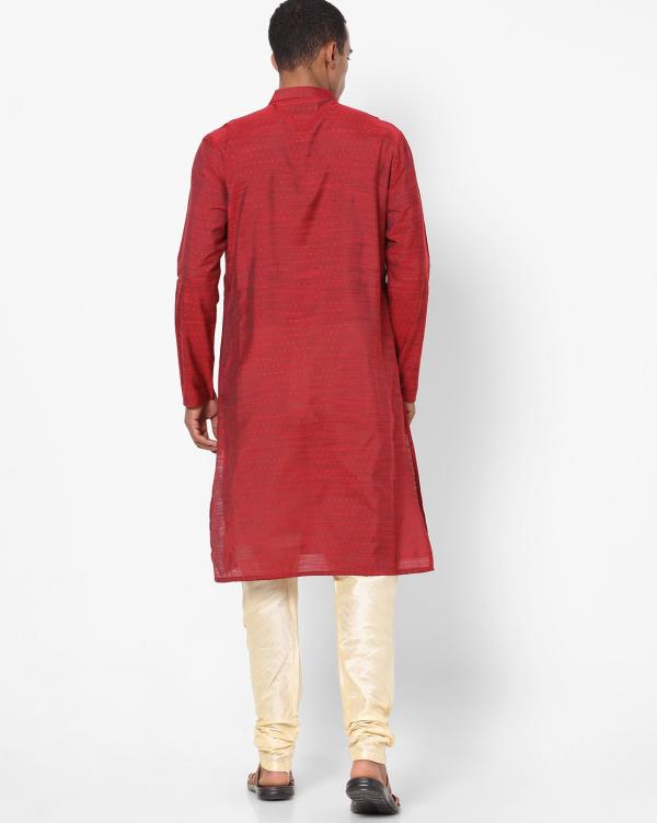 Self-Design Slim Fit Long Kurta - JioMart