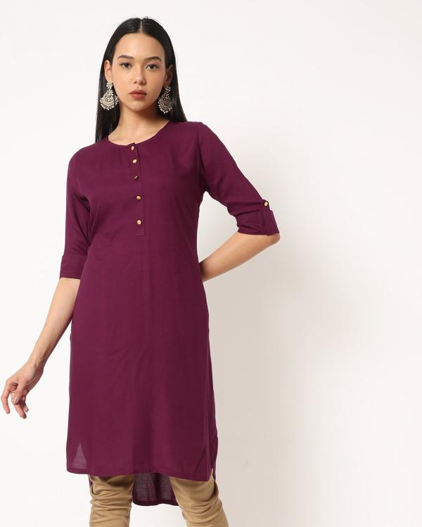Straight Kurta with Step Hemline - JioMart
