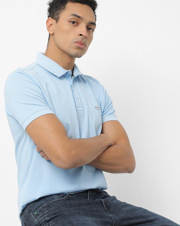 Slim Fit Polo T-shirt with Vented Step Hemline - JioMart