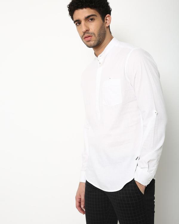 Slim Fit Band-Collar Shirt - JioMart