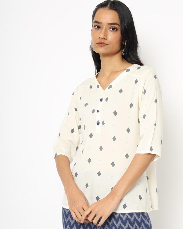 Printed V-neck Top - JioMart