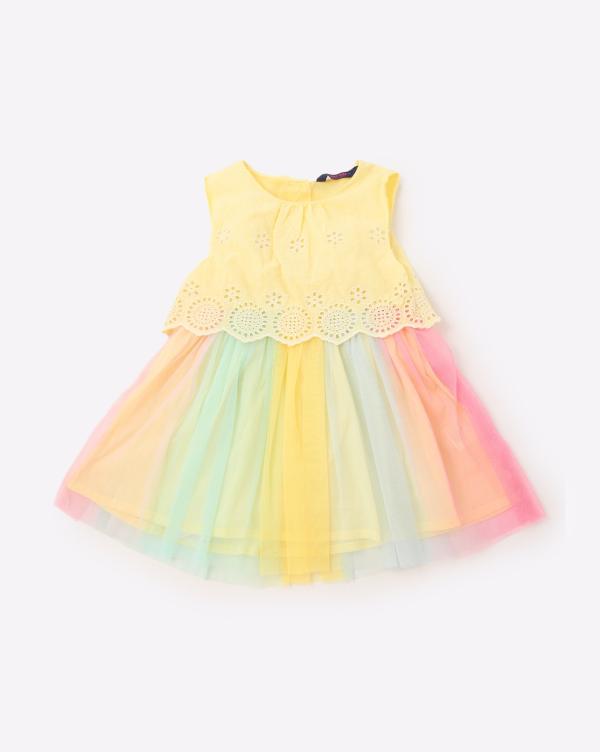 Layered Fit & Flare Dress with Embroidery - JioMart