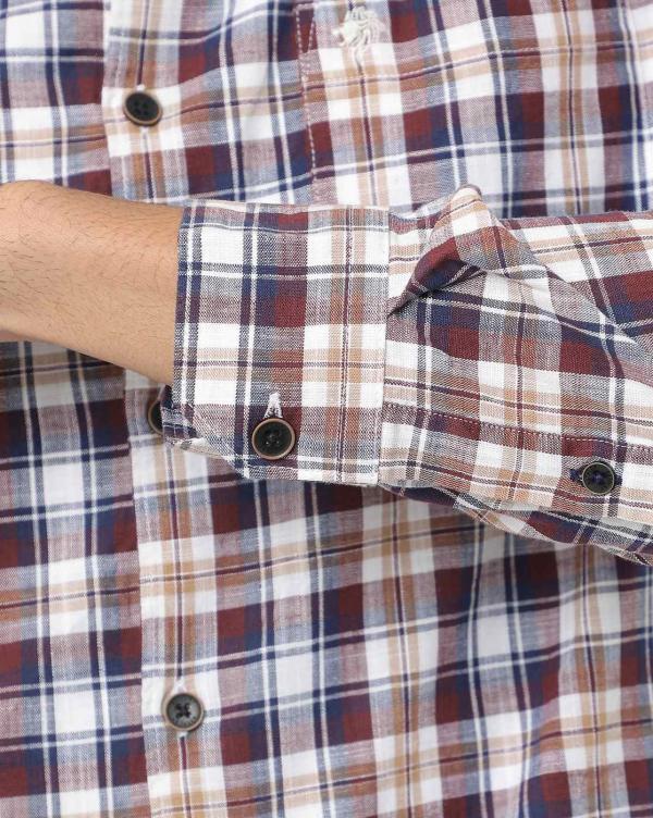 Checked Slim Fit Shirt with Patch Pocket - JioMart