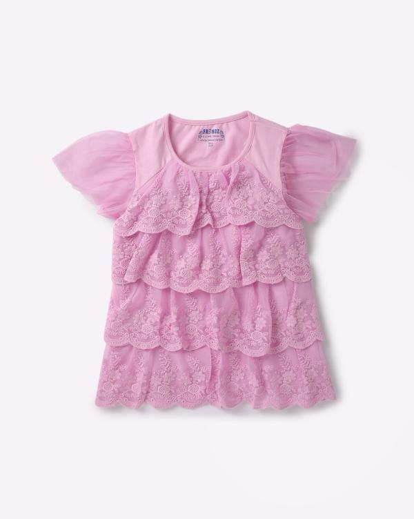 Layered Lace Round-Neck Top - JioMart