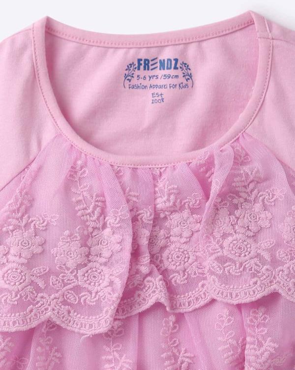 Layered Lace Round-Neck Top - JioMart