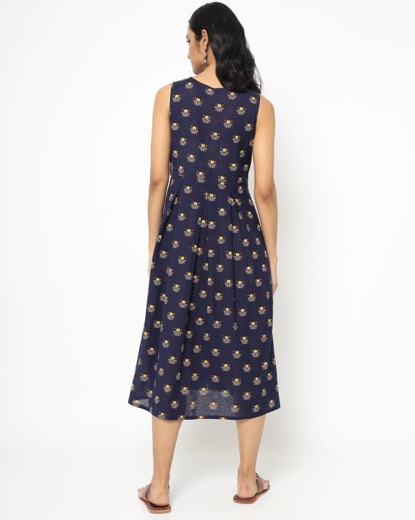 Printed Sleeveless Flared Dress - JioMart