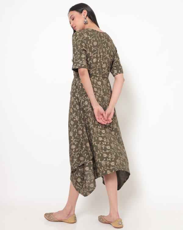 Foil Print Flared Dress - JioMart