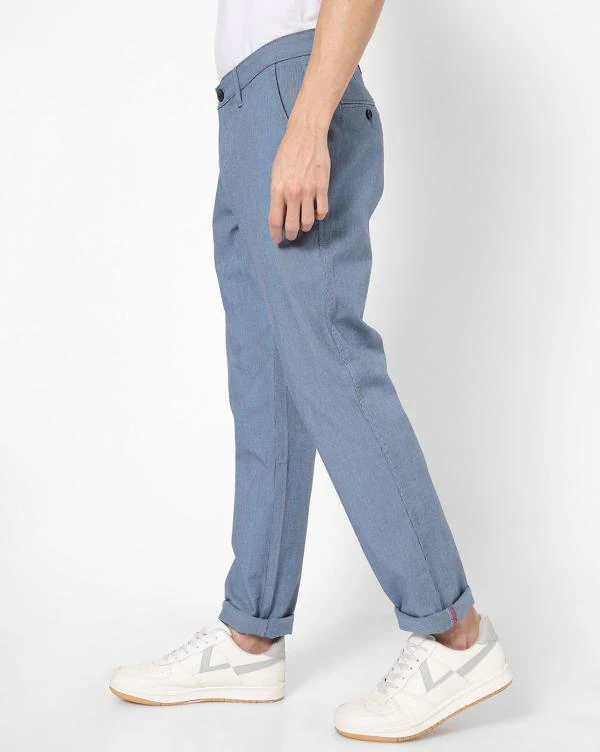 Slim Fit Flat-Front Trousers - JioMart