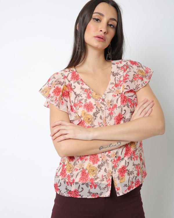 Floral Print Button-Down Top - JioMart