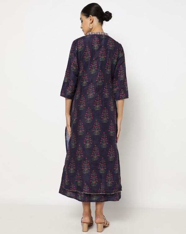 Block Print Straight Kurta with Slip - JioMart