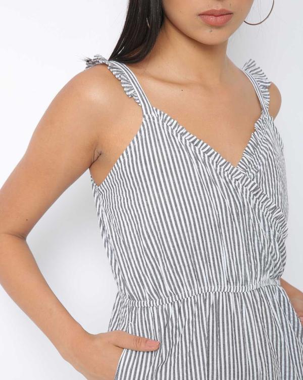 Striped Culotte Suit with Ruffles - JioMart