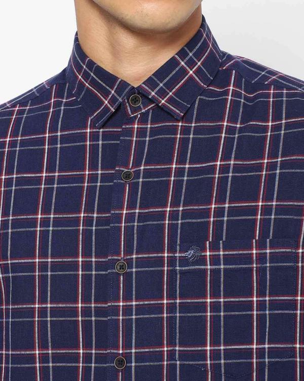 Checked Slim Fit Shirt with Patch Pocket - JioMart