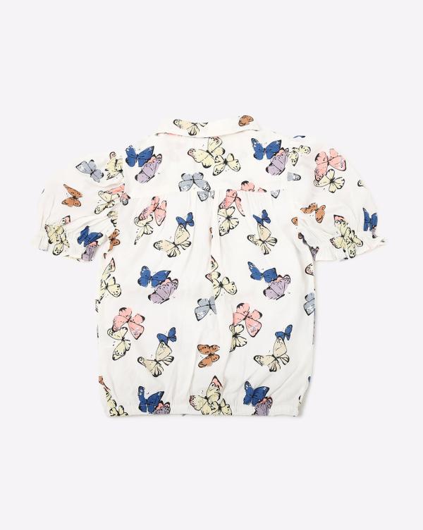 Butterfly Print Top with Puff Sleeves - JioMart