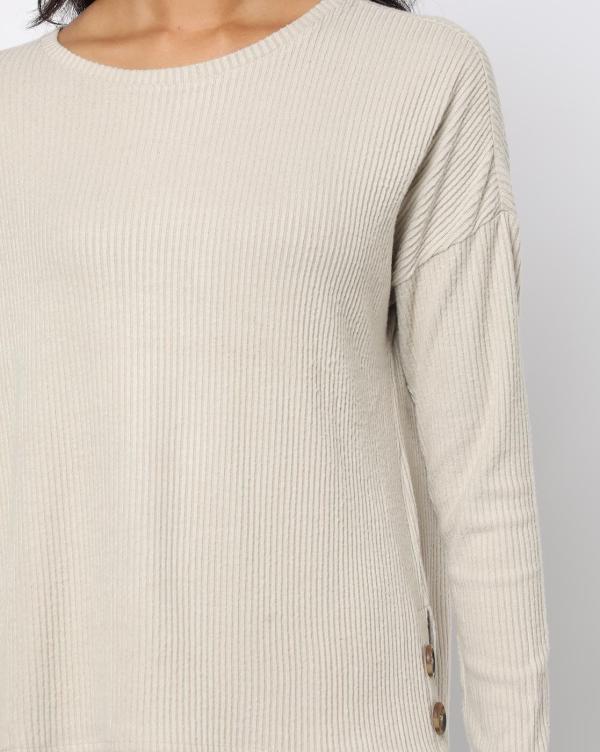 Ribbed Round-Neck Sweatshirt - JioMart