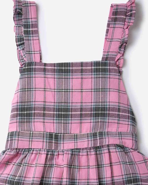 Checked Pinafore Dress with T-shirt - JioMart