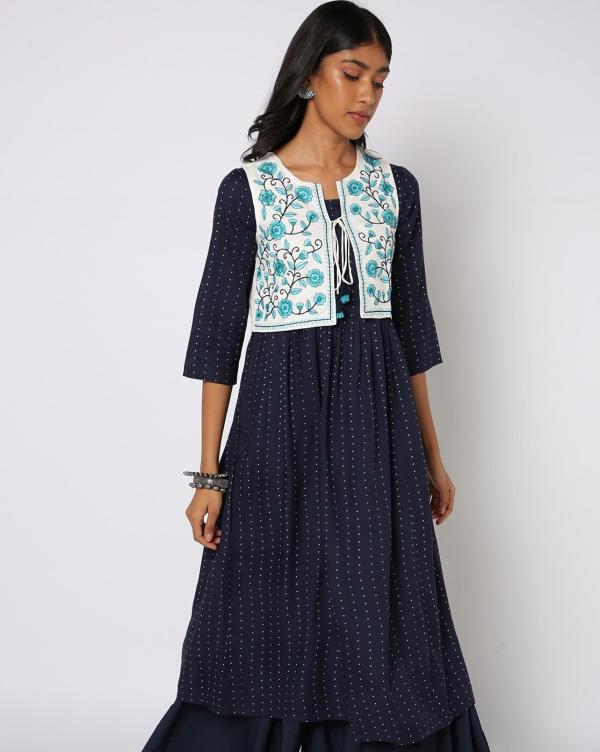 Flared Kurta with Embroidered Jacket - JioMart