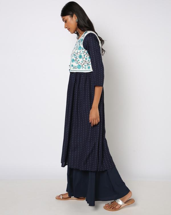 Flared Kurta with Embroidered Jacket - JioMart